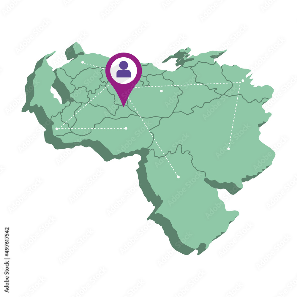 Isolated 3d render map of Venezuela with a map pin Vector Stock Vector ...
