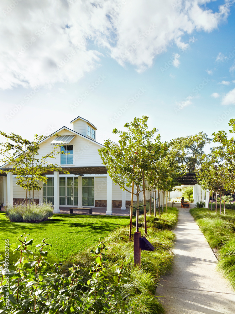 Event space building and landscaping at luxury resort Stock Photo ...