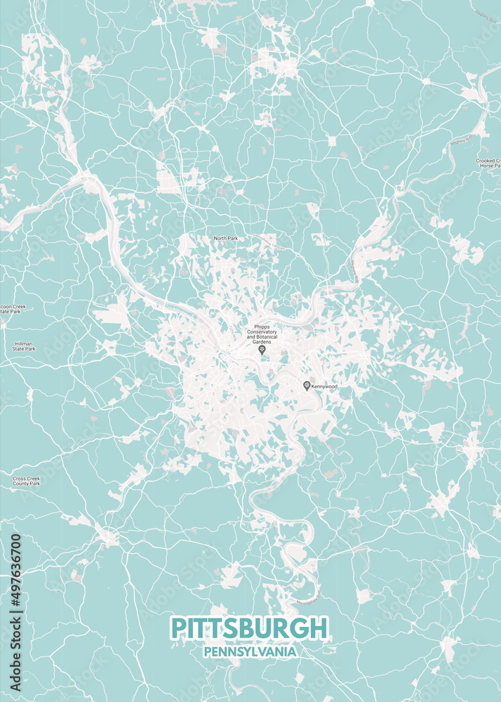 Poster Pittsburgh - Pennsylvania map. Road map. Illustration of ...