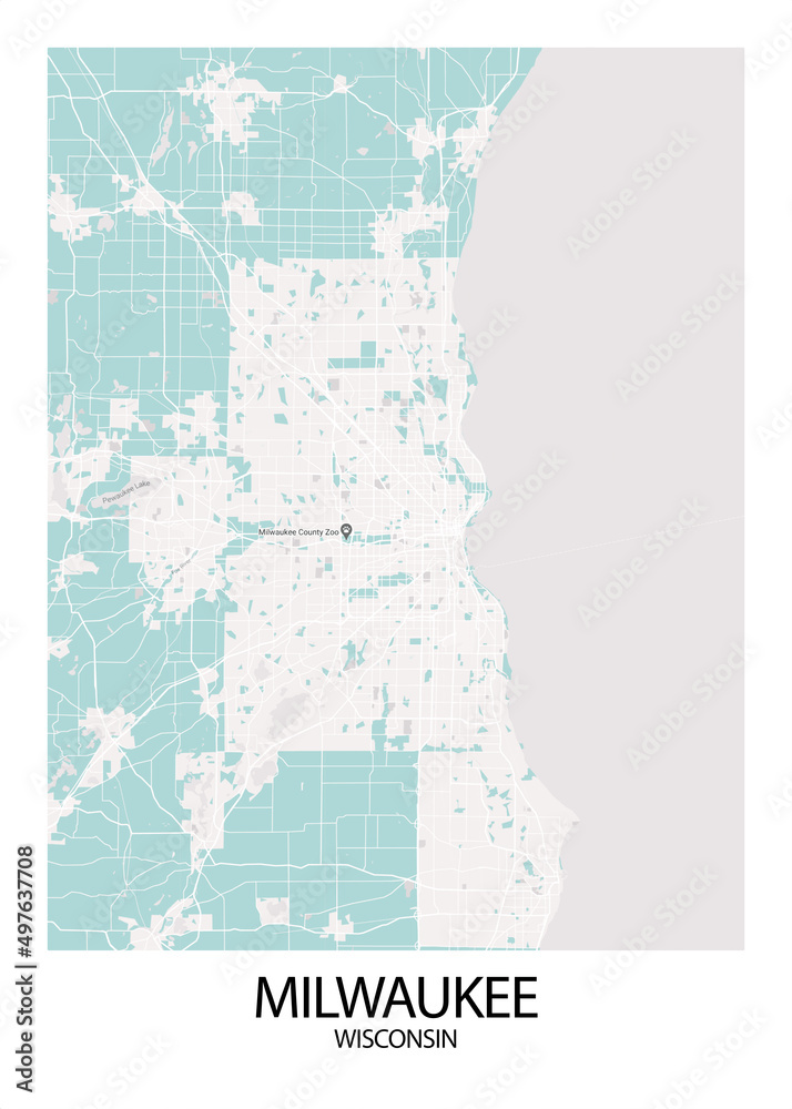 Poster Milwaukee - Wisconsin map. Road map. Illustration of Milwaukee ...