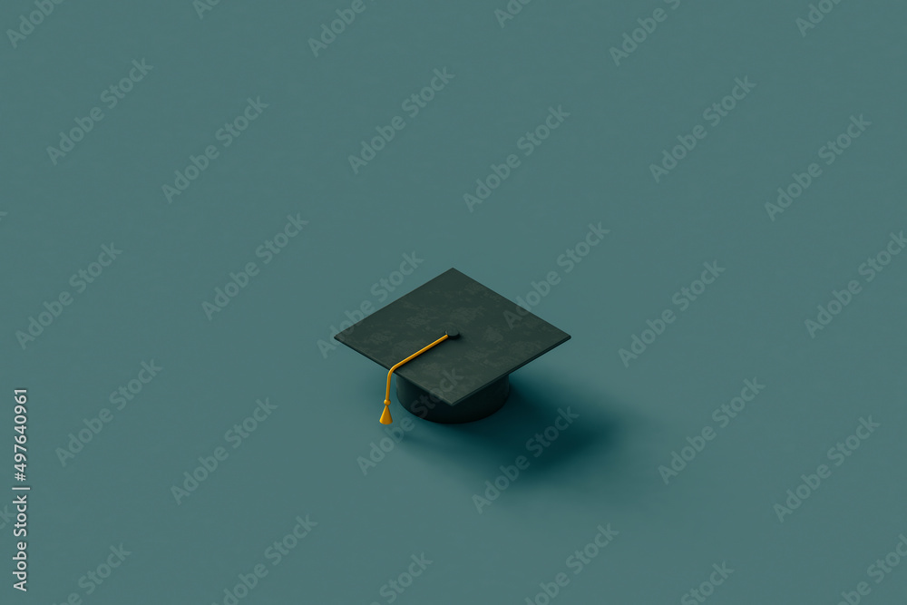 black Graduation cap on a elegant blue background. Stock Photo | Adobe ...