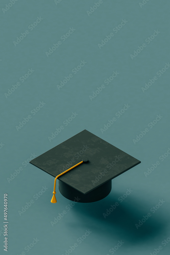 black Graduation cap. 3d render with copy space Stock Photo | Adobe Stock
