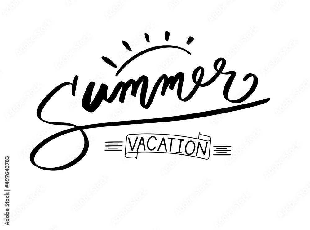 Summer vacation font calligraphy hand written decoration sea sand sun ...