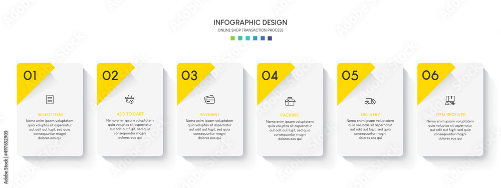 Process of online shopping with 6 steps. Steps business timeline ...