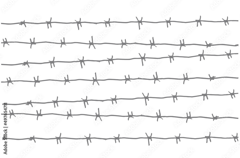 barbed wire, silhouette pattern grey on white background Stock Vector ...