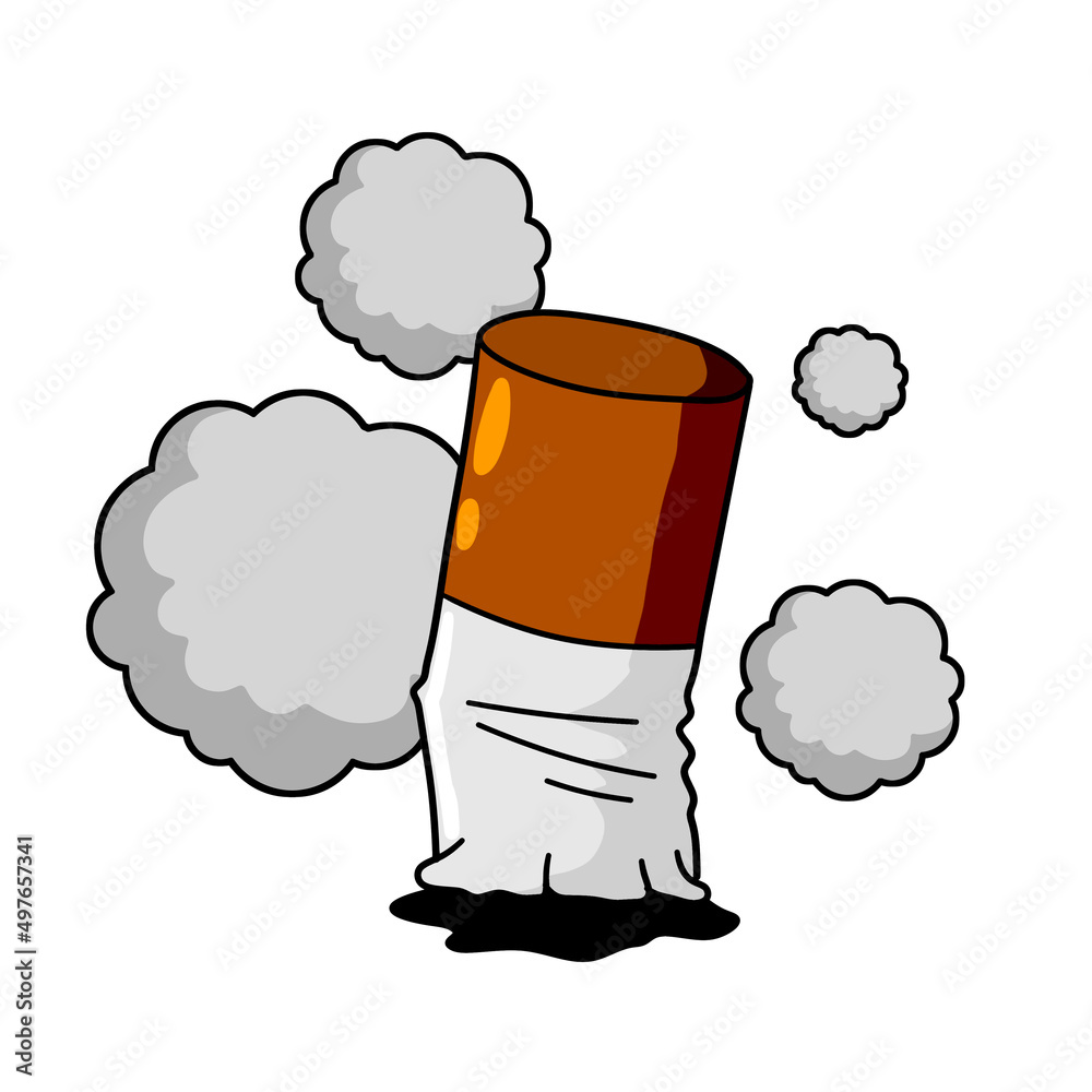 Cartoon cigarette butt on white background Stock Vector | Adobe Stock