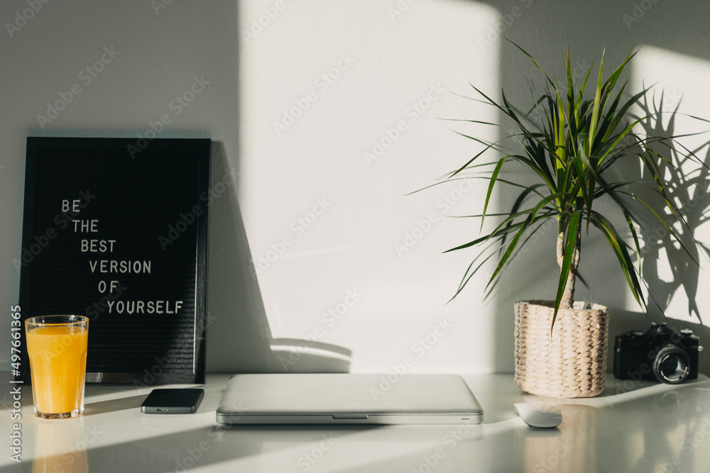Clean Desk Setup Stock Photo | Adobe Stock