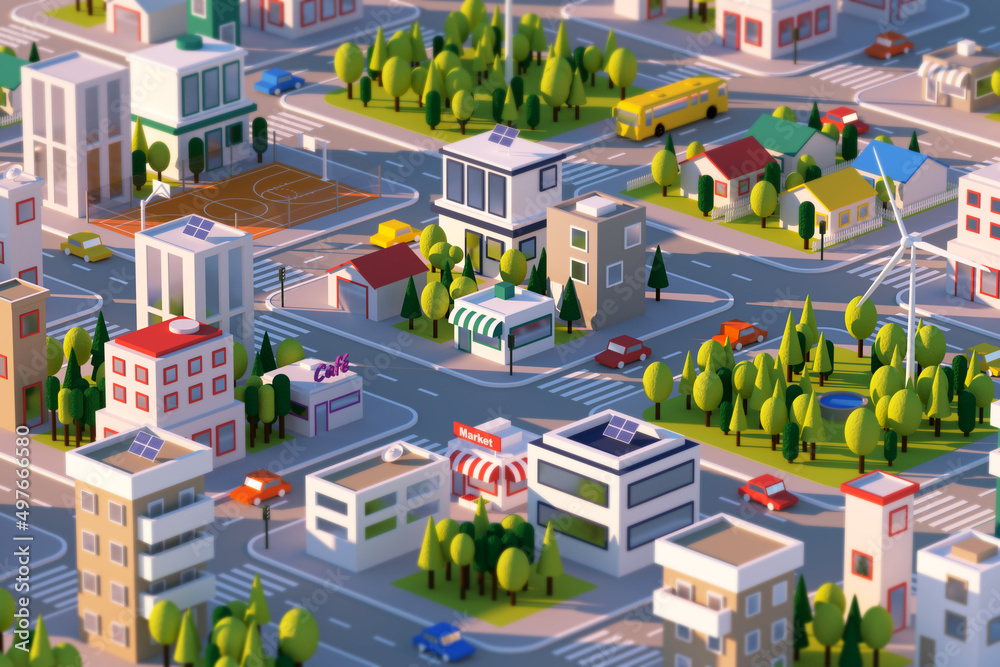 Cartoon City Stock Photo | Adobe Stock