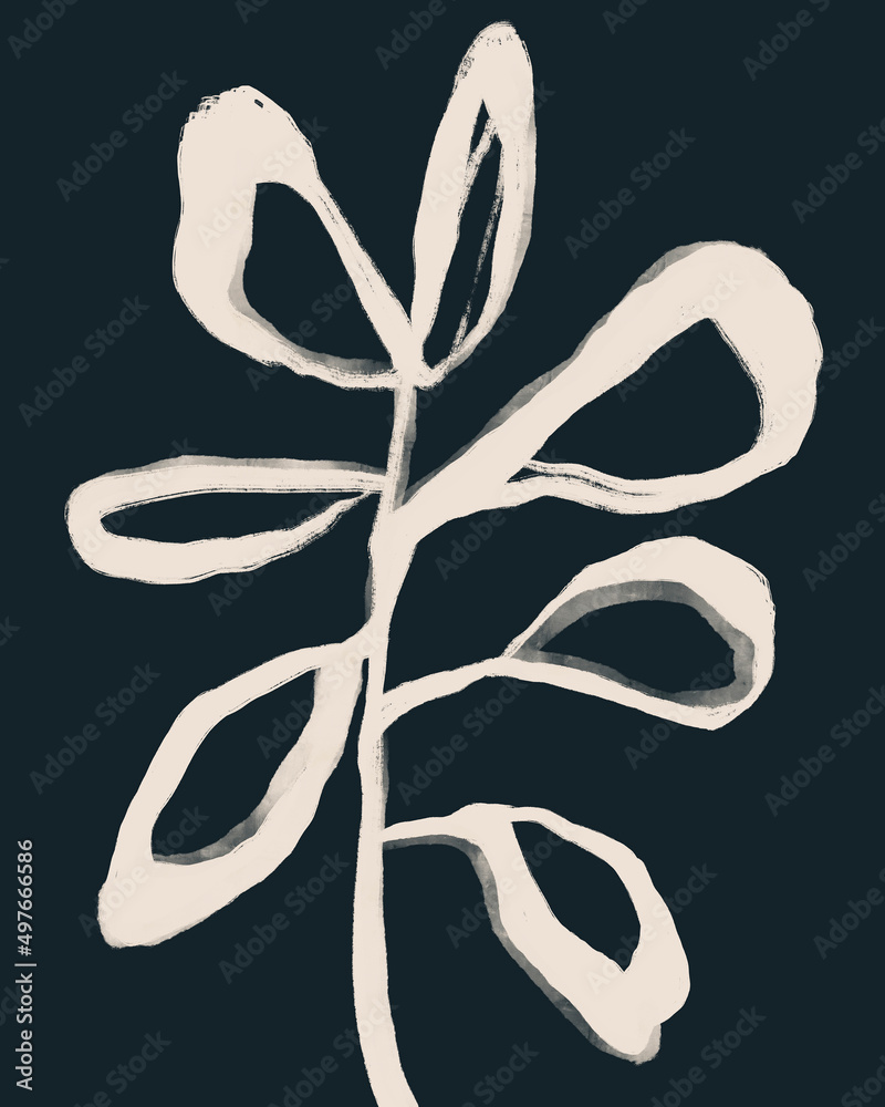 Minimal Abstract Plant Drawing In Beige Stock Photo | Adobe Stock