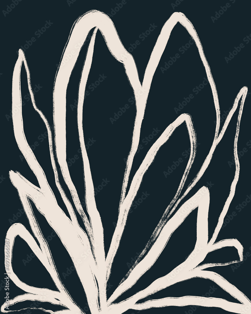 Simple Botanical Illustration In Neutral Colors Stock Photo | Adobe Stock