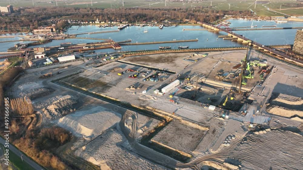 Construction site of a residential area new build living urban city ...