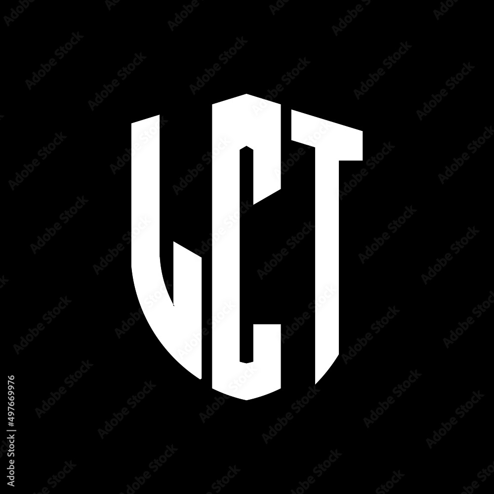 LCT letter logo design. LCT modern letter logo with black background ...