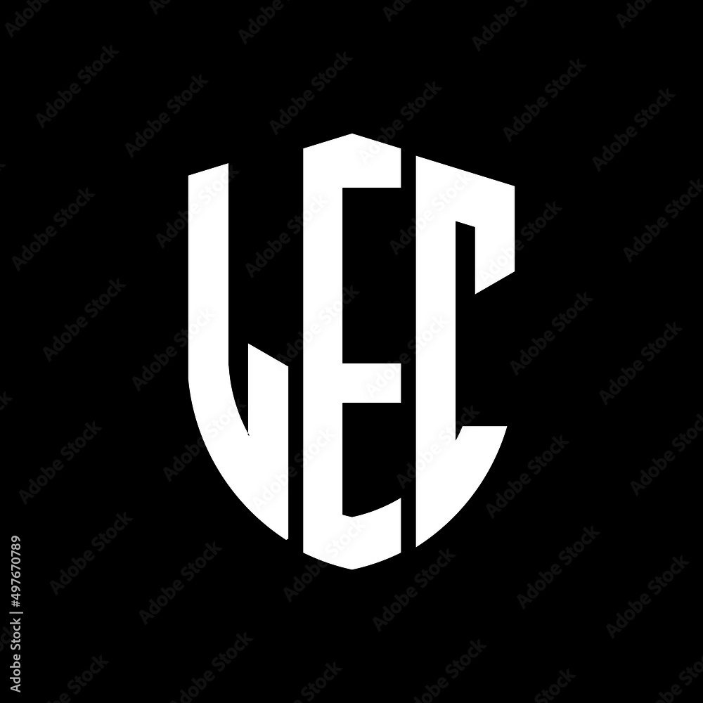 LEC letter logo design. LEC modern letter logo with black background ...
