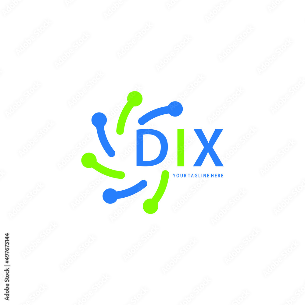 DIX logo design initial creative letter on white background. DIX vector ...