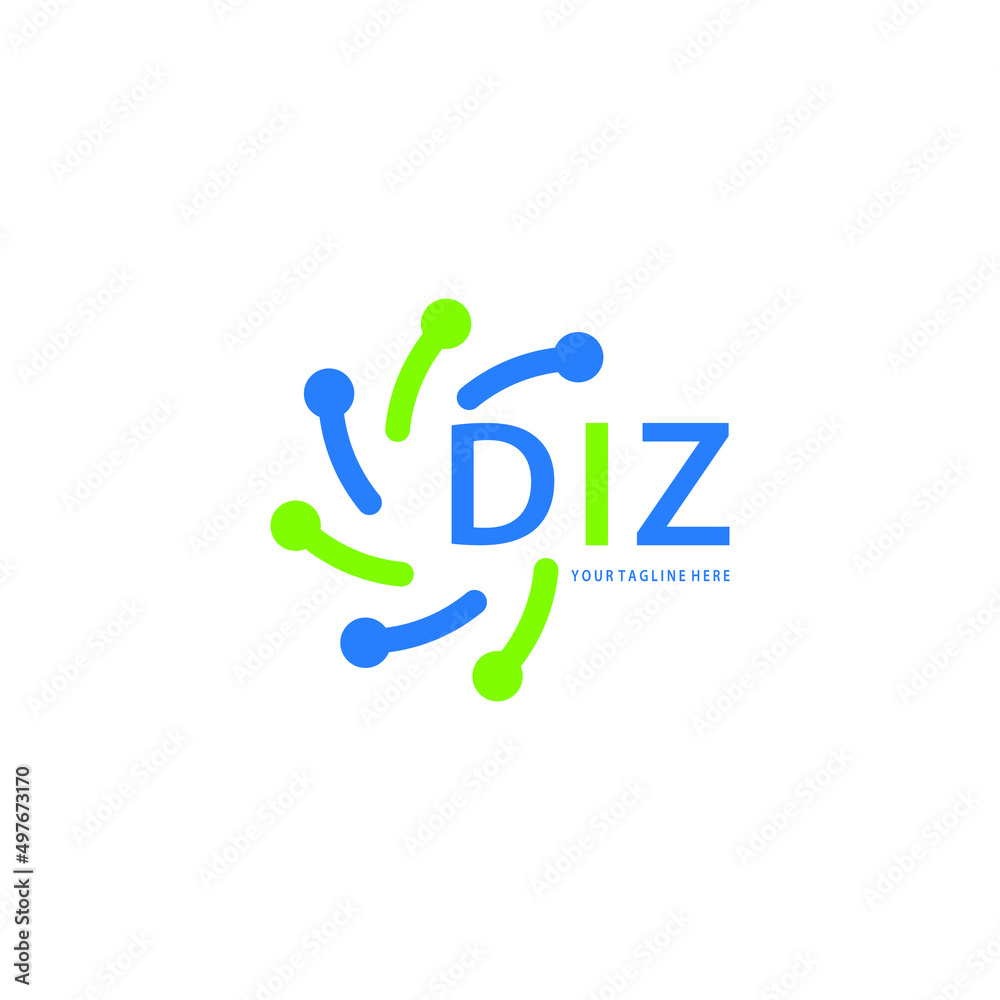DIZ logo design initial creative letter on white background. DIZ vector ...