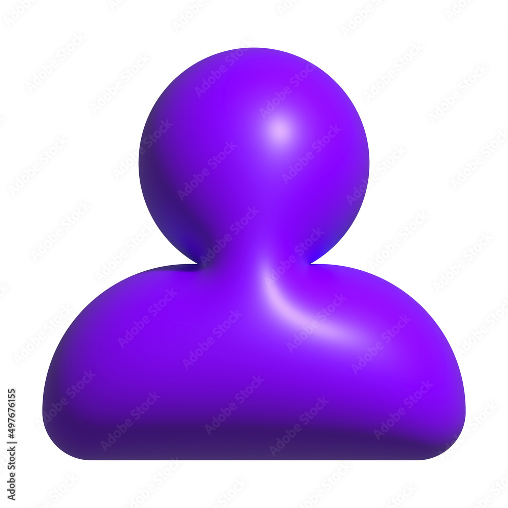 3D person icon, purple person buttons for emoji icon Stock イラスト | Adobe ...