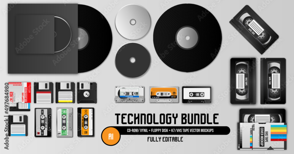 Technology Bundle / Ai Illustrator / VHS/ K7 Tape / CD-ROM/ Vynil ...
