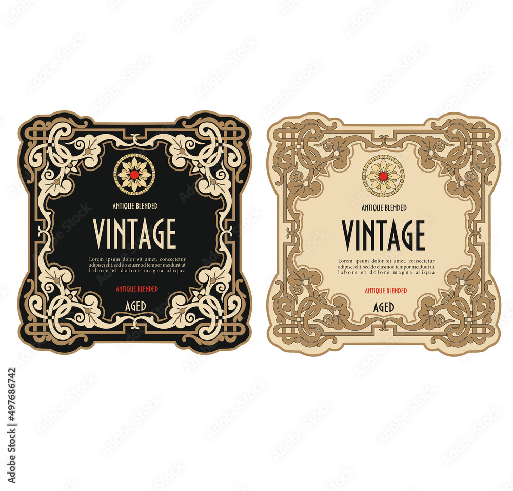 Vintage frame border retro label hand drawn antique engraving vector ...