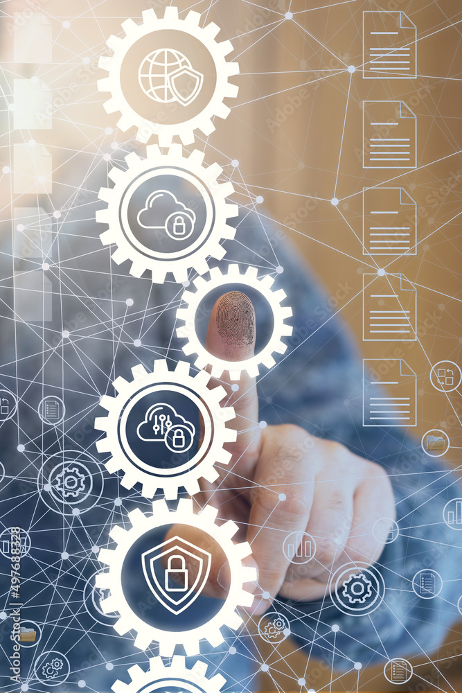 The document management system is set up by an IT consultant working in ...