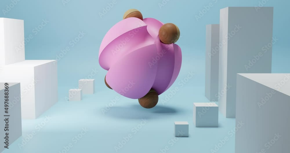 Abstract toy with moving spheres and geometric shapes for kids. Retro ...