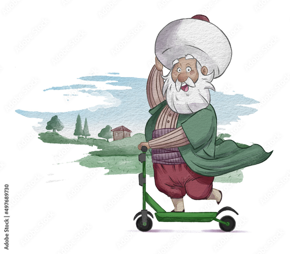 Poster Nasreddin Hodja illustration cartoon character design – Wall Art ...