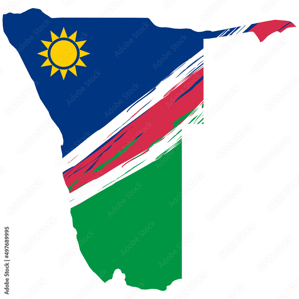 Namibia map country outline flag lines colours Stock Vector | Adobe Stock