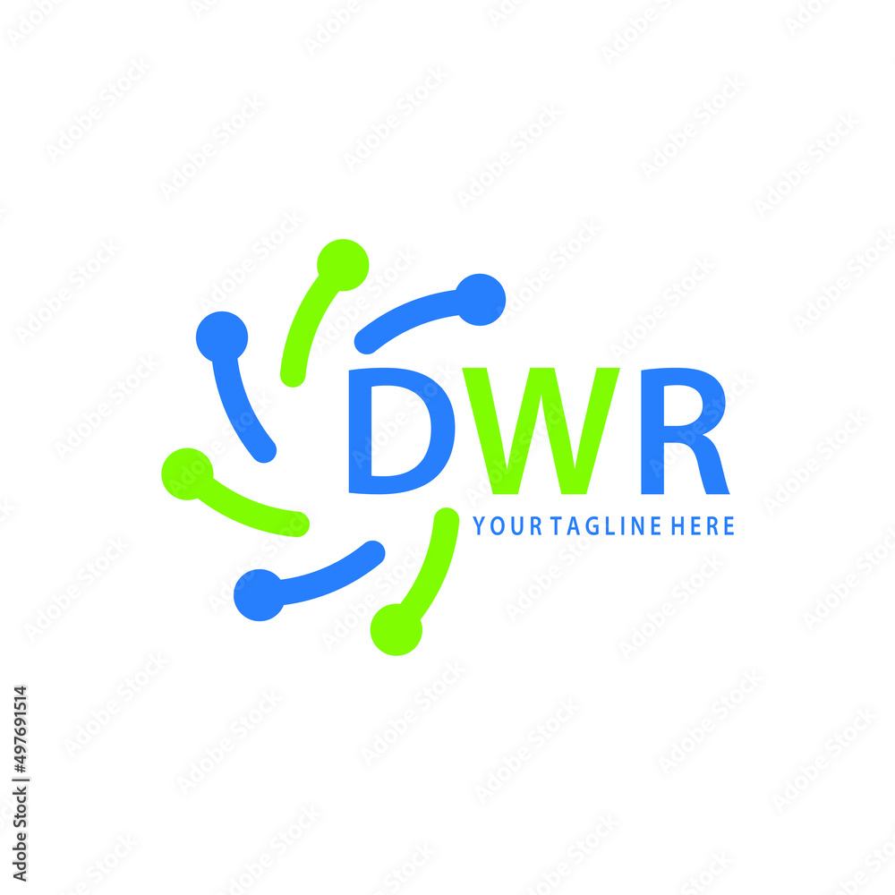 DWR logo design initial creative letter on white background. DWR vector ...
