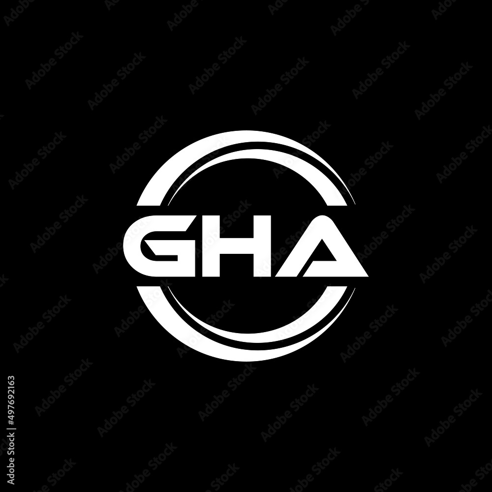 GHA letter logo design with black background in illustrator, vector ...
