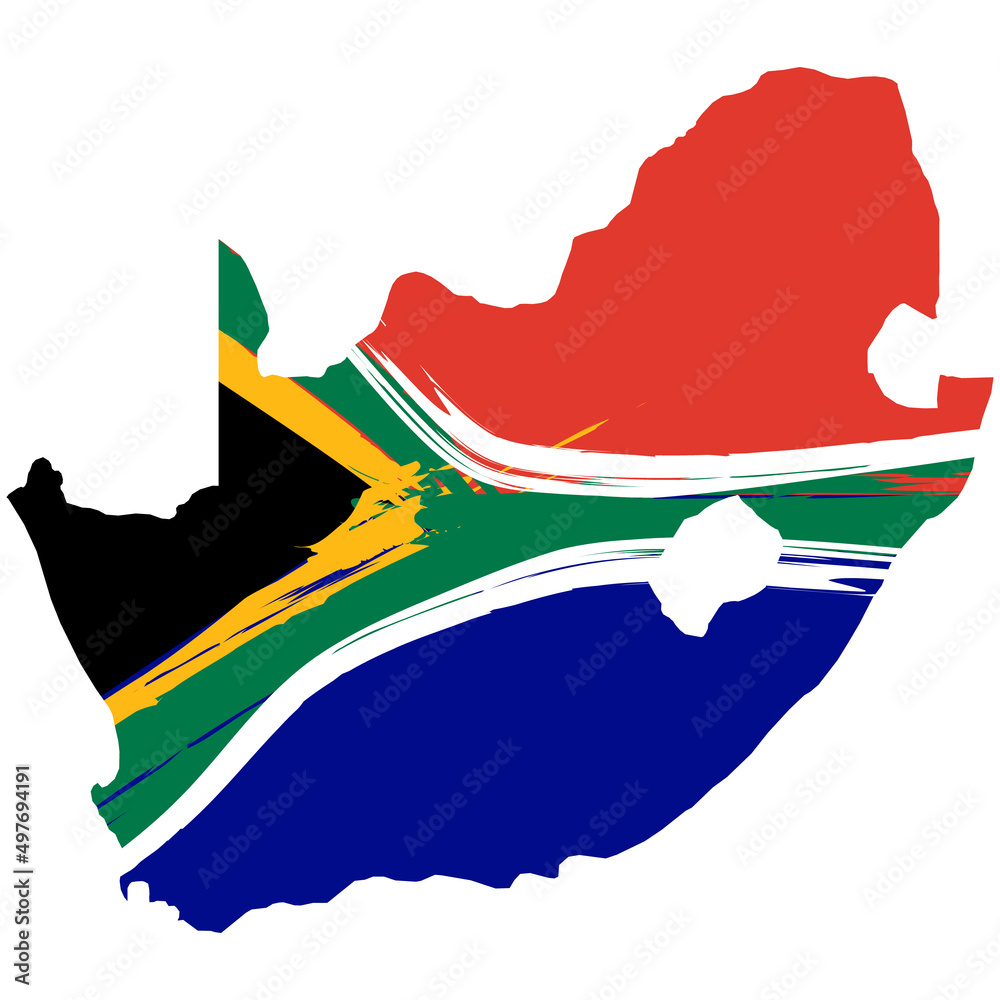 South Africa map country outline RSA flag colours Stock Vector | Adobe ...