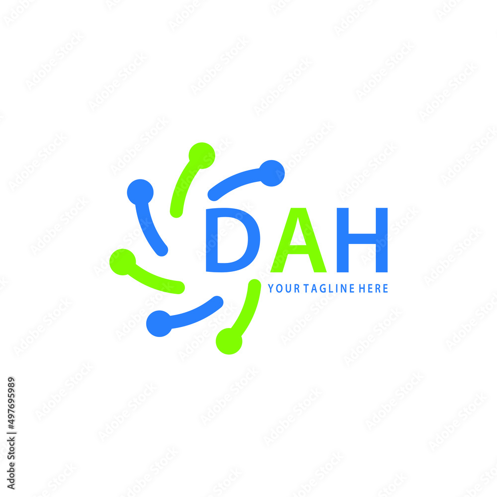 DAH logo design initial creative letter on white background. DAH vector ...