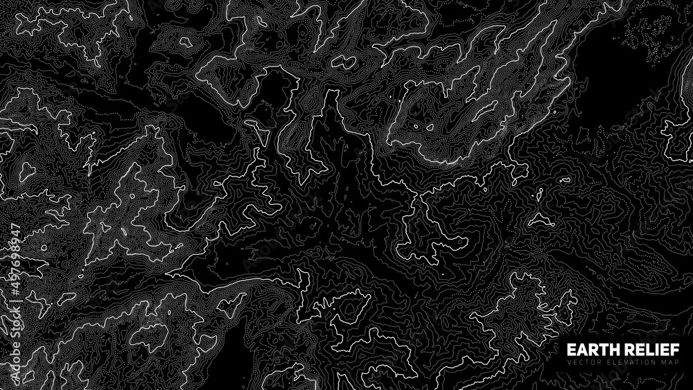 Vector abstract earth relief map. Generated conceptual elevation map ...
