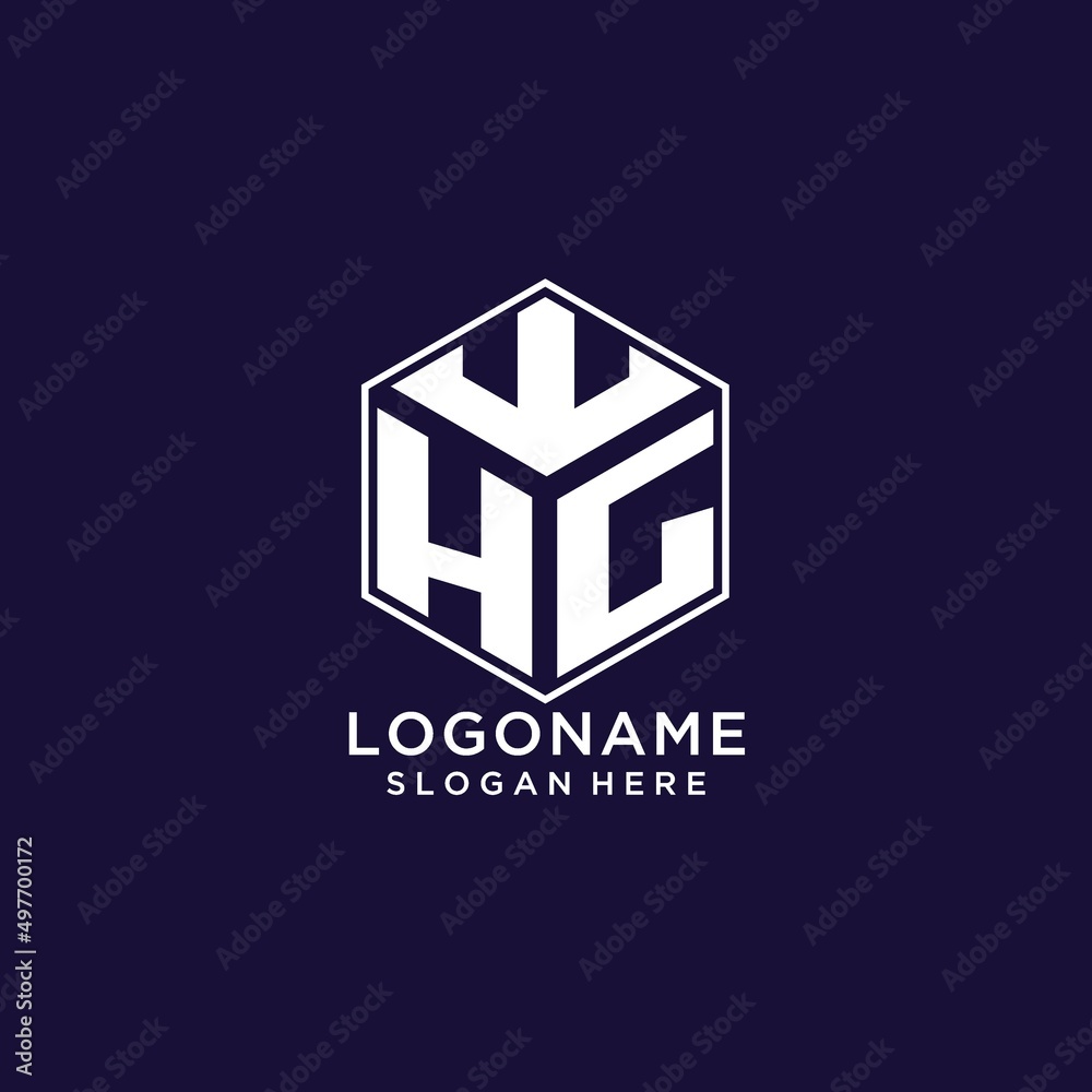 Initials HG logo hexagon shape, creative geometric logo design concept ...
