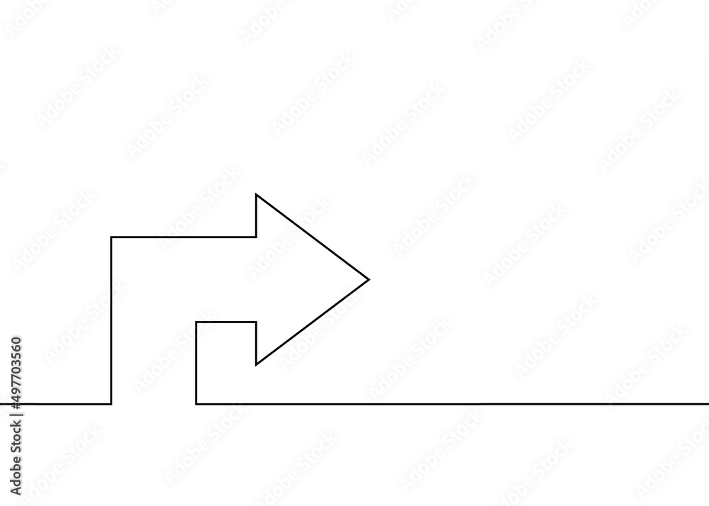 Arrow indicator pointer, single continuous one line drawing. Graphic ...