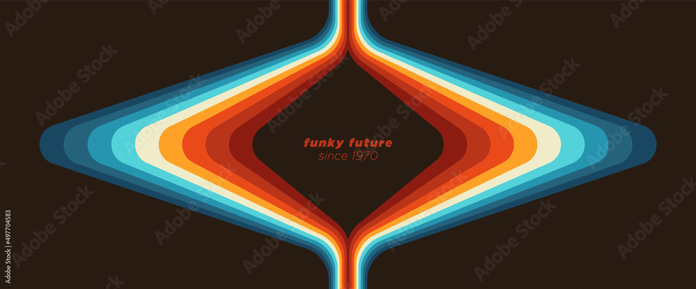 Colorful abstract 1970's background design in futuristic retro style ...
