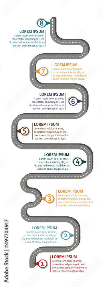 Business workflow roadmap, infographic flat lay style, in 25:9 upright ...