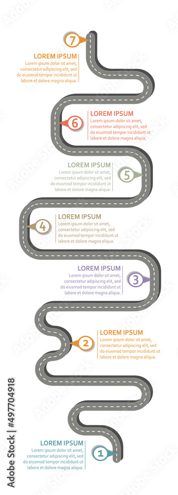 Business workflow roadmap, infographic flat lay style, in 25:9 upright ...