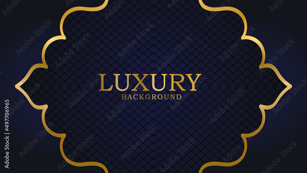 Luxurious navy blue geometric background with golden frame shape Stock ...