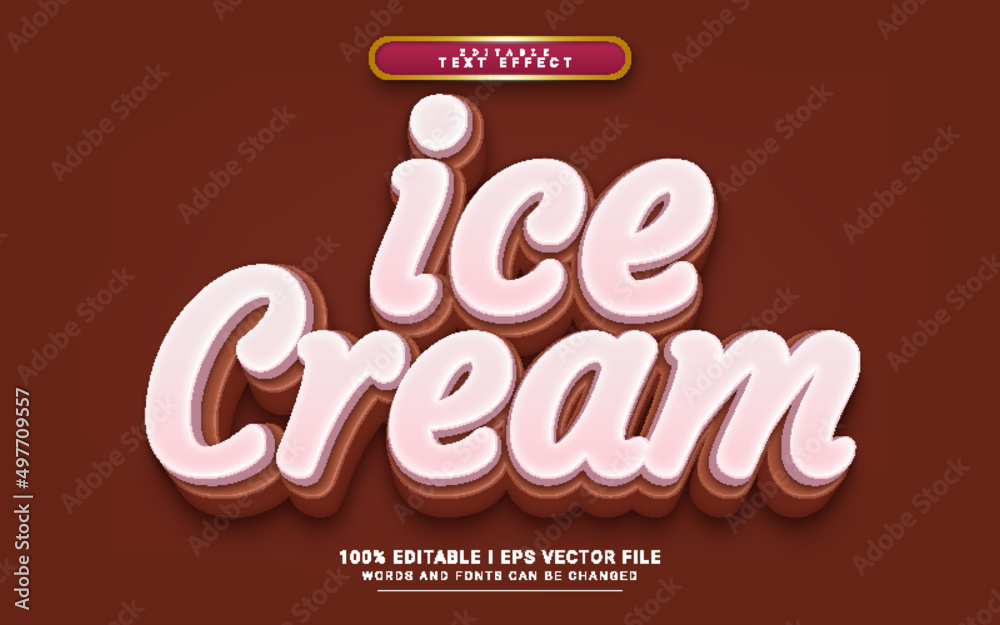 ice cream 3d style text effect Stock Vector | Adobe Stock