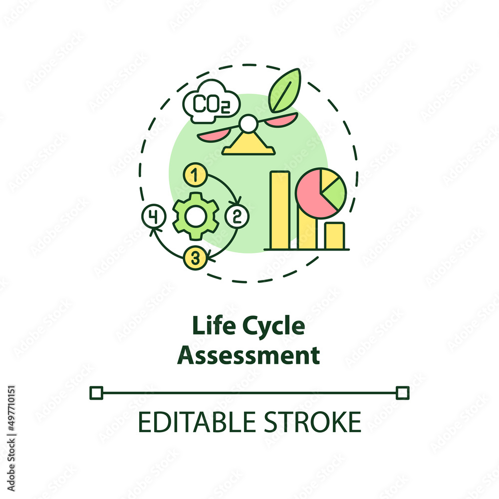 Life cycle assessment concept icon. Impact study. Method of industrial ...