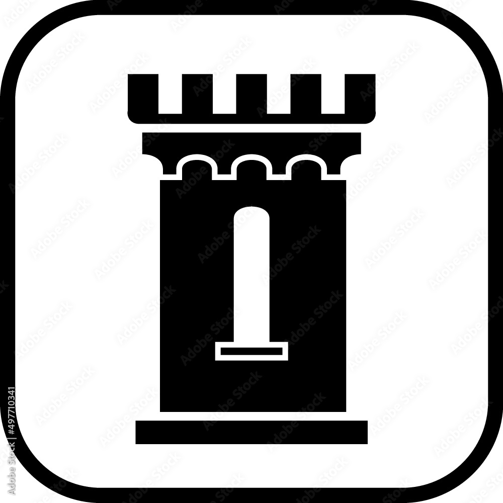 Medieval castle tower. Fortress vector icon. Tourist attraction, places ...