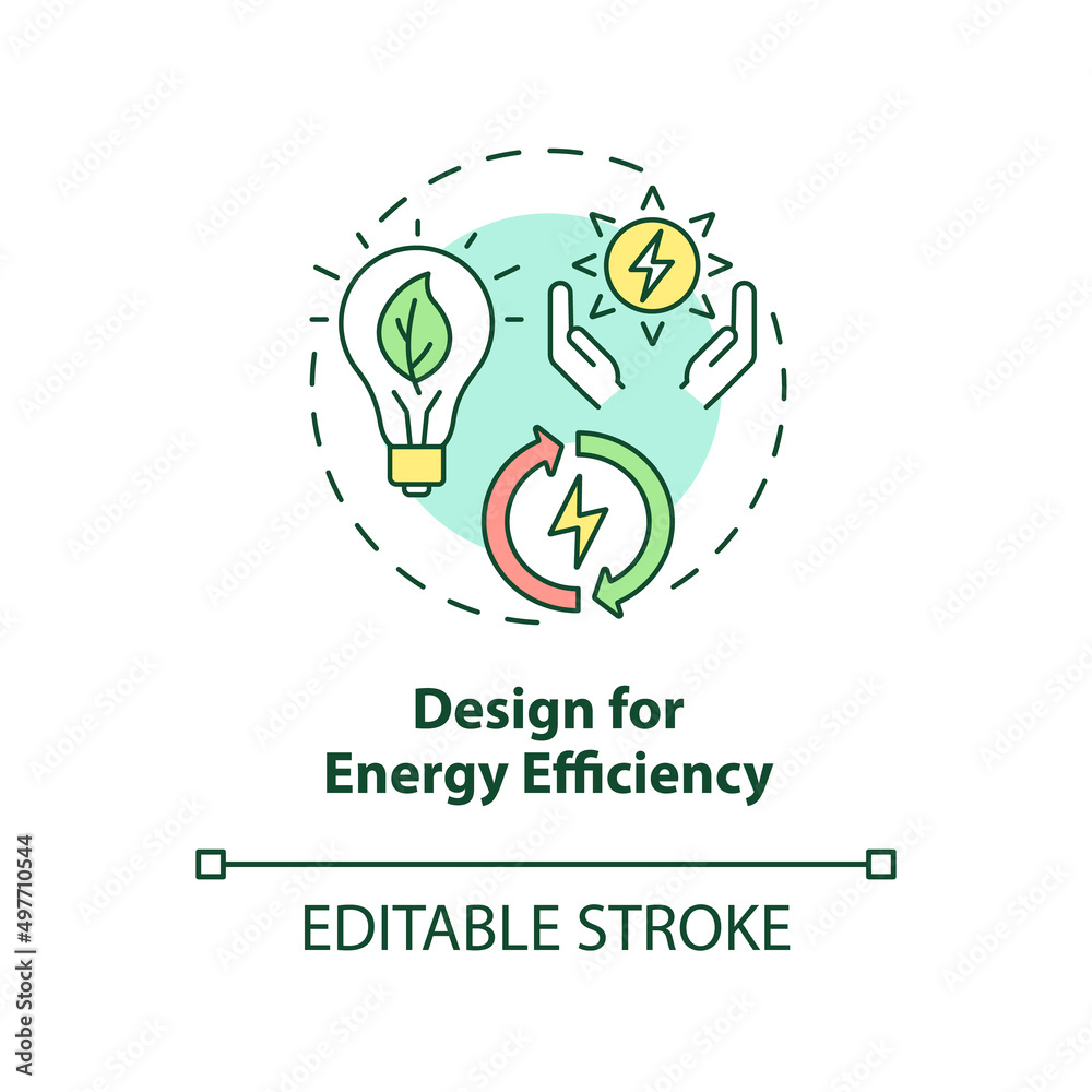 Design for energy efficiency concept icon. Power consumption ...