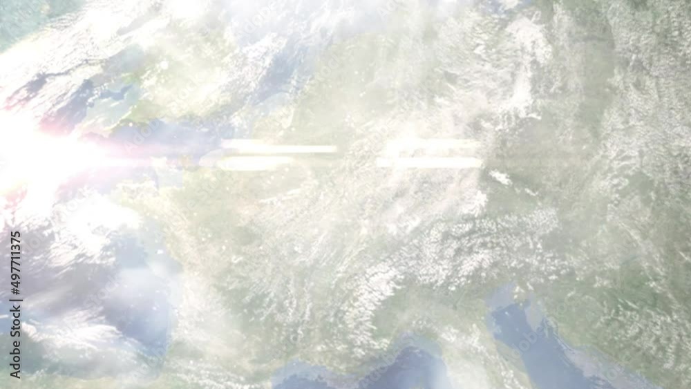 Earth zoom in from outer space to city. Zooming on Nancy, France. The ...