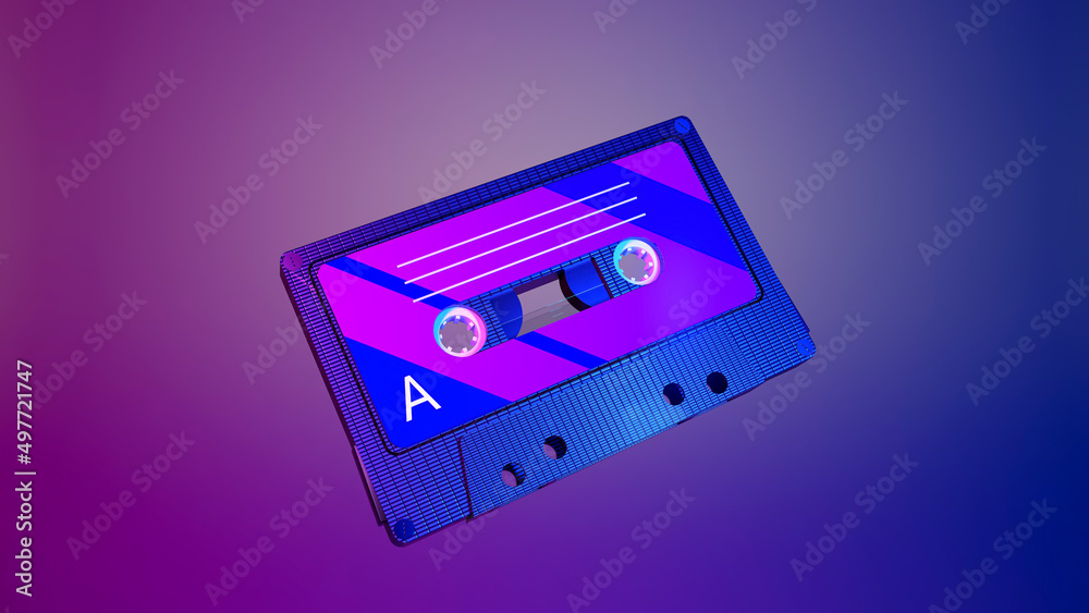 3d Audio Cassette With Tape Vintage Audio Cassette With Retro Music From The 80s And 90s On A