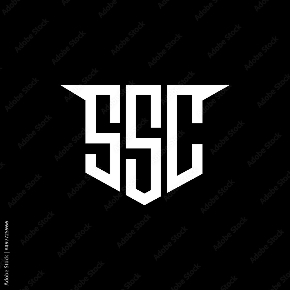 SSC letter logo design with black background in illustrator, vector ...