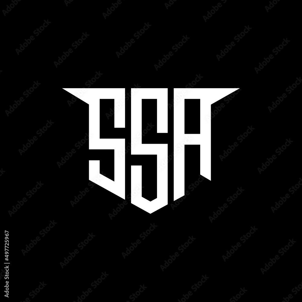 SSA letter logo design with black background in illustrator, vector ...