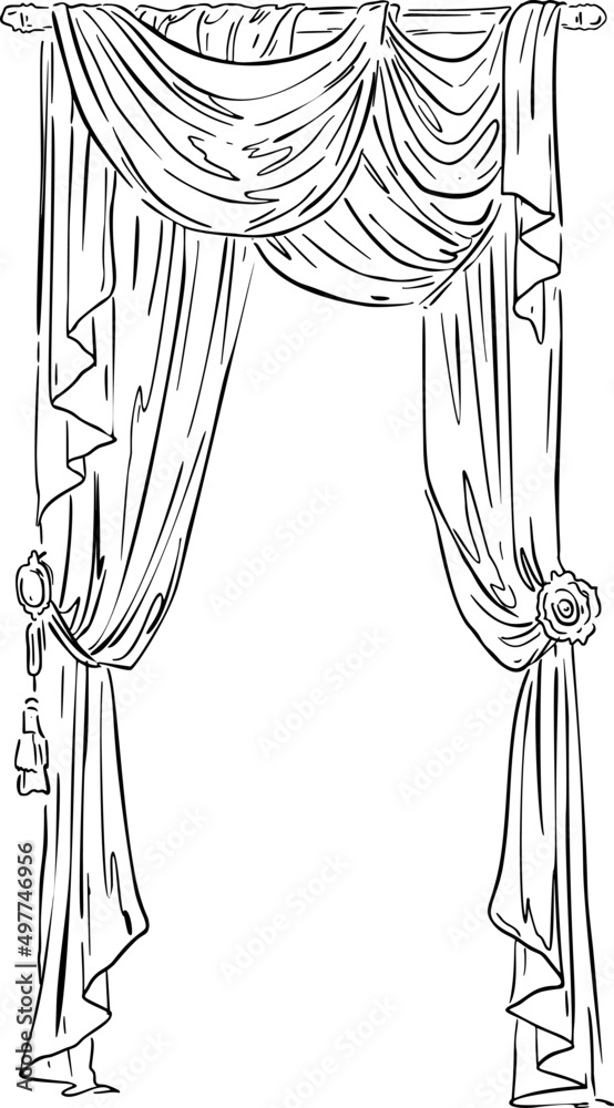 curtains, hand draw vector illustration art Stock Vector | Adobe Stock