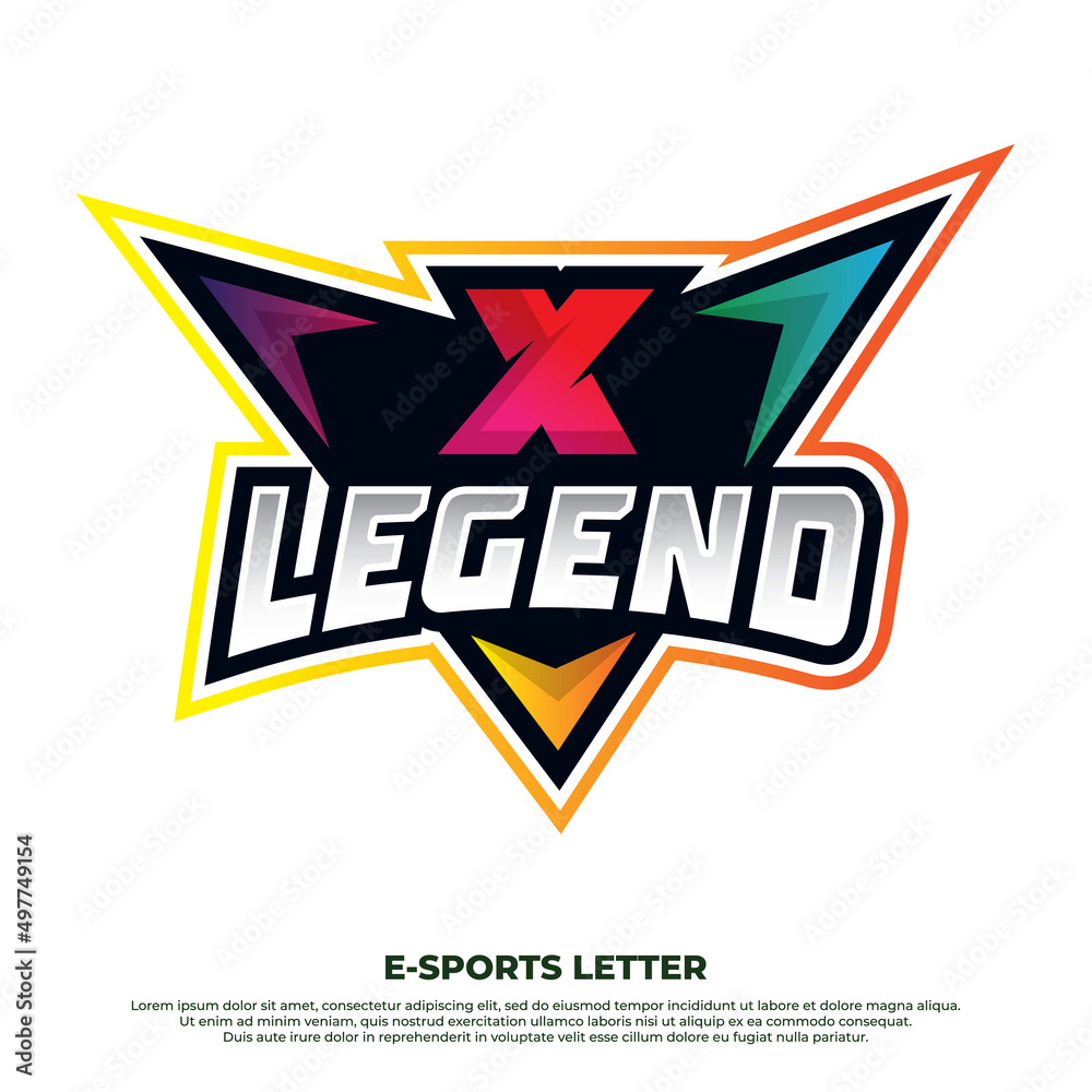 X initial letter esport logo illustration design, gaming initial mascot ...