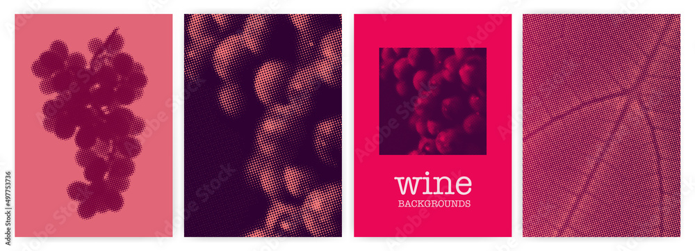 Wine designs. Background vector images with halftone effect. Bunch of ...