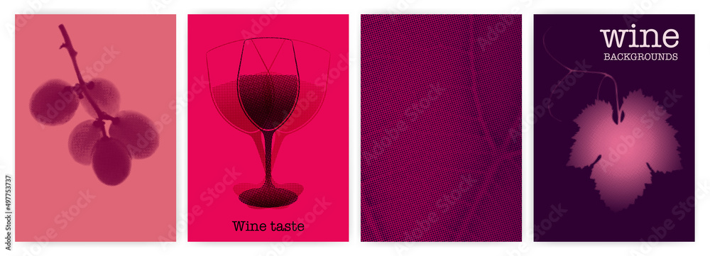 Wine designs. Background vector images with halftone effect. Bunch of ...