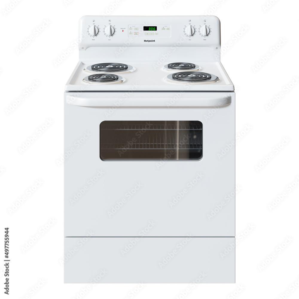 WHITE STANDARD CLEAN ELECTRIC RANGE 3D MODEL RENDER CONCEPT . Stock ...